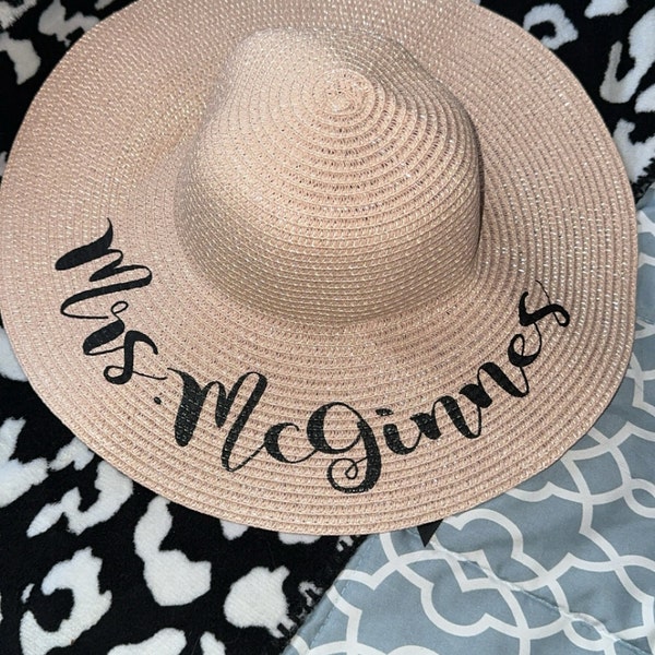 Personalize Bridesmaid Gift Beach Sun Hat Boho Bachelorette Party ...