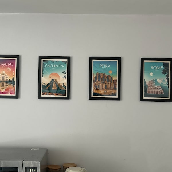 Seven Wonders of the World Travel Posters Travel Print Travel Gift ...