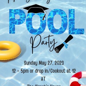 Editable BBQ Pool Party Invitation, BBQ Pool Birthday Party,backyard ...