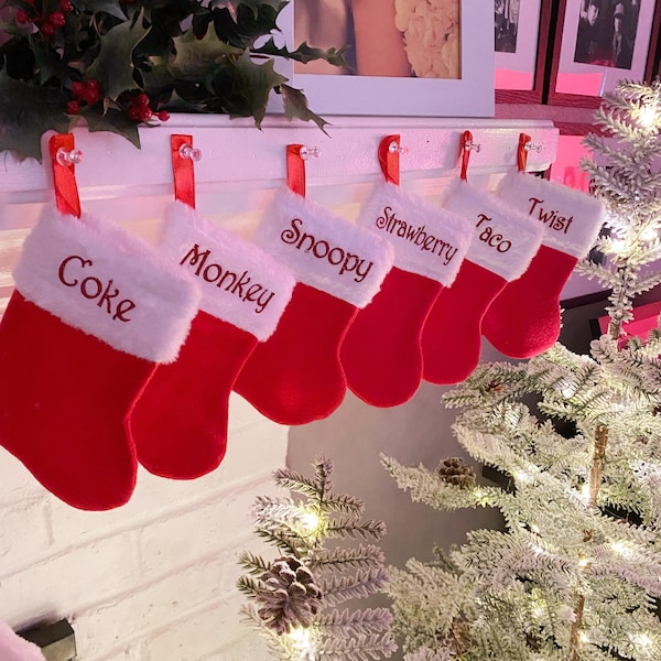 Personalized Mini Christmas Stockings, Plush Traditional Mini Stocking ...