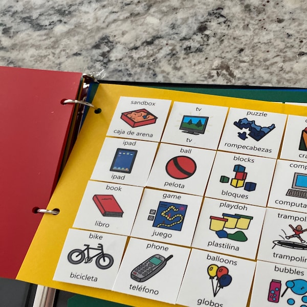 My Communicaid 1 Communication Book 215 Cards Bilingual English Spanish ...