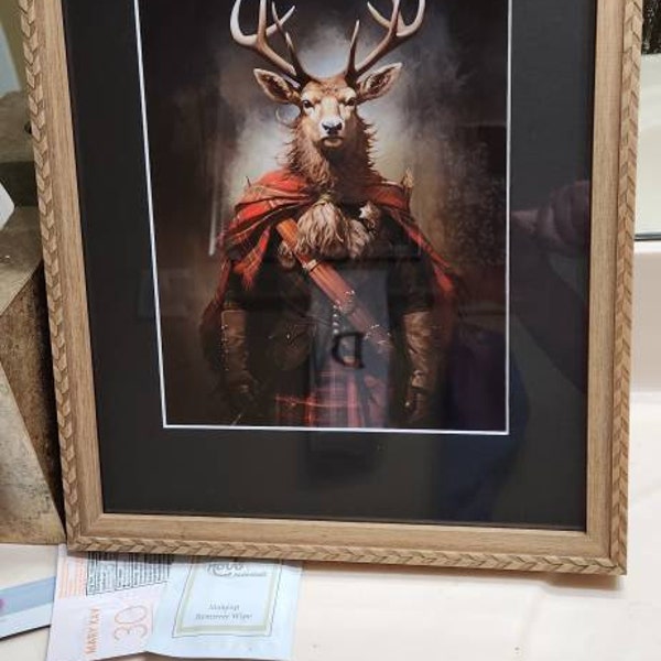 Highlander Scottish Deer Stag Fine Art Giclee Baroque Painting Wall Art ...