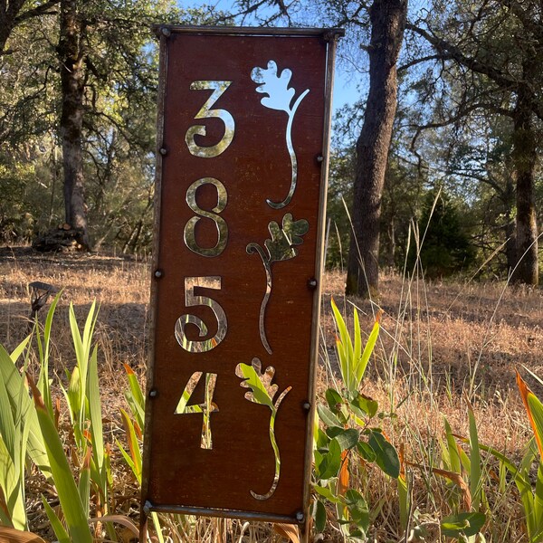 NEW - HOUSE ADDRESS Panel Stake - Rusted Steel - 6 Designs to Choose ...