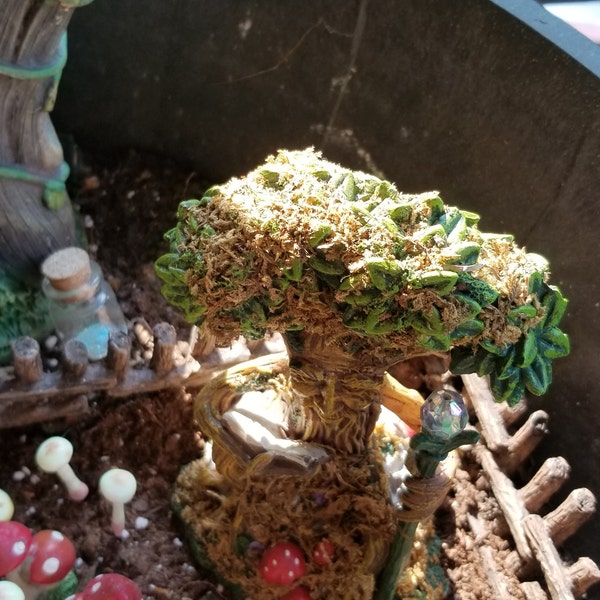 Miniature Tree With Face and Crystal Ball -fairy Garden -miniature ...