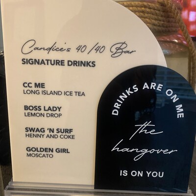 Double Arch Bar Menu 3D Bar Writing Wedding Decor - Etsy Australia