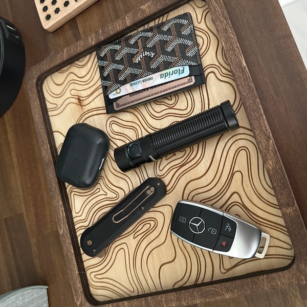 EDC Nightstand Dump Tray - Wood Valet Tray - Personalization Available ...