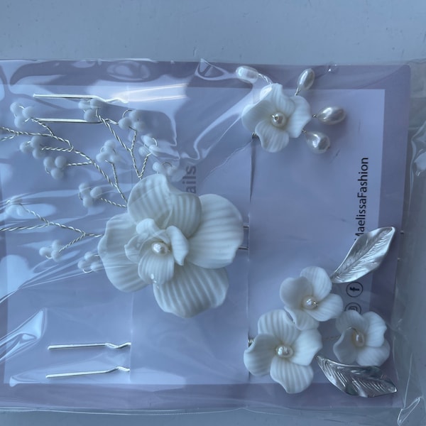 Pearl Floral Sliver Wedding Bridal Accessory Bridal Handmade Clay ...