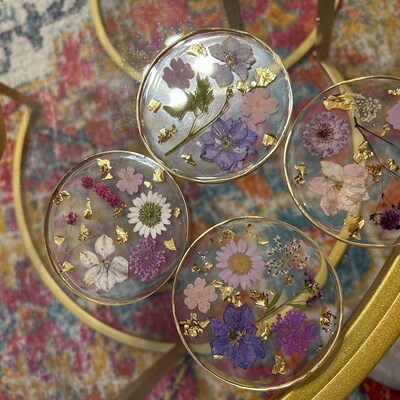 Purple Resin Coasters Set of 4 Geode Resin Coasters Resin Agate ...