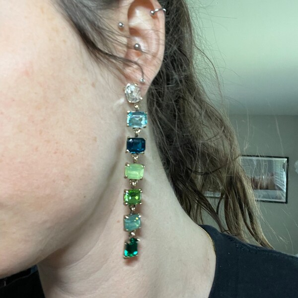 Dangle and Drop Clear Square, Transparent Dangle Earrings, Transparent ...