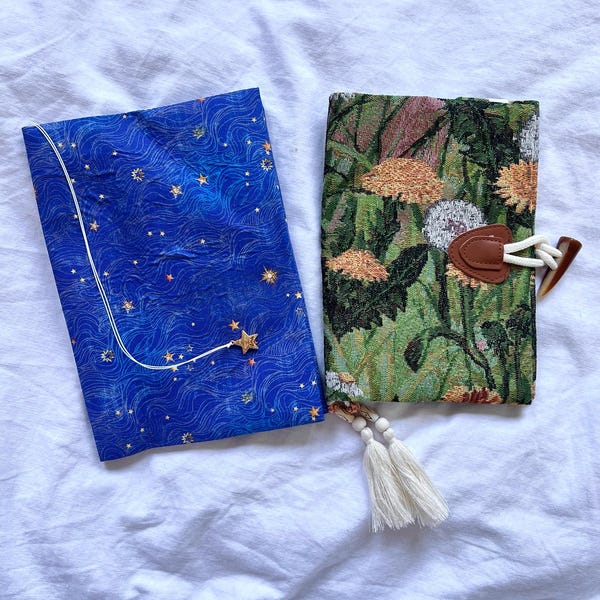 Adjustable Book Cover, Fabric Book Cover, Reusable Book Cover, Handmade ...