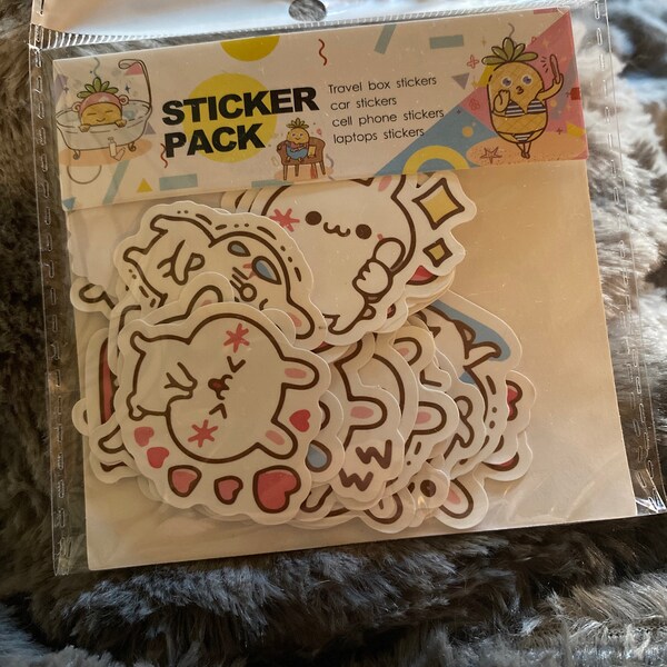 40 PCS Pink & White Bunny Sticker Pack | Kawaii Sticker | Cute Rabbit ...