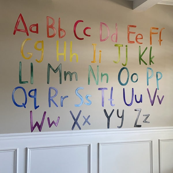 Rainbow Uppercase Letters - Fabric Wall Decal - Color Story - Mej Mej ...
