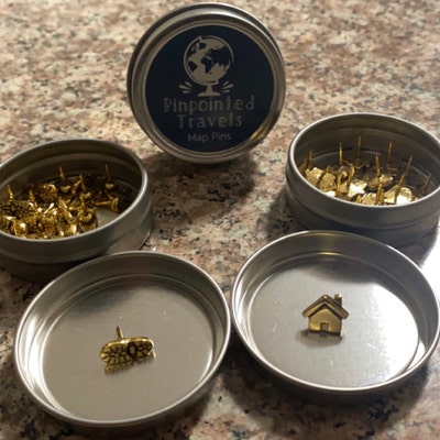 House Map Pins Set of 10 Gold, Copper, or Silver Finish MP114 Mark Your ...