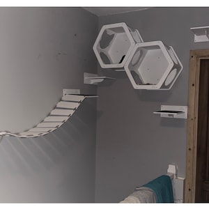 Cat Wall Mount Furniture, Cat Wall Bed, Wooden Cat Hexagon Shelves ...