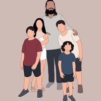 Memorial Custom Line Drawing, Digital Portrait, Family Loss, Family ...