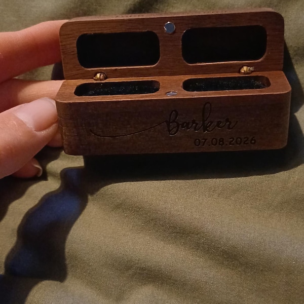 Engraved Wooden Ring Box Personalized 2-slot Ring Box Wedding Ring ...