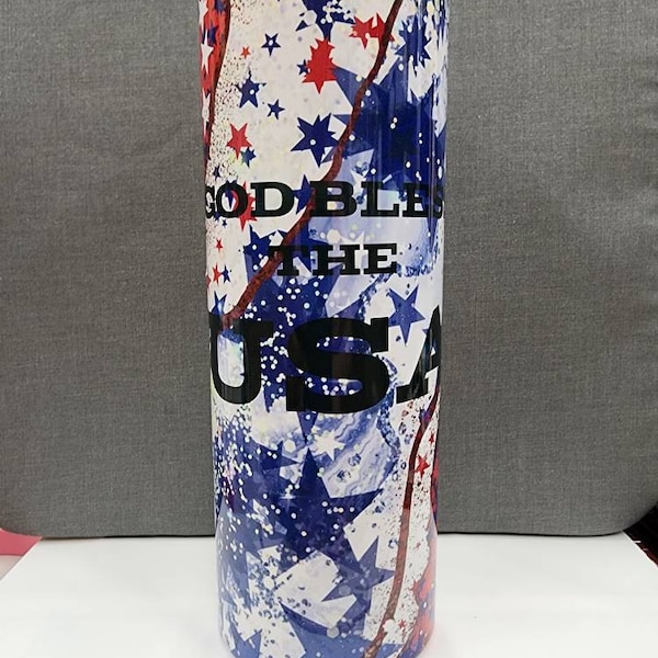 Fourth of July Tumbler, 20 Oz Skinny, Stars Sublimation Design, Red ...
