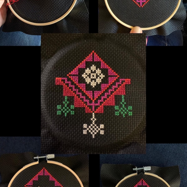 Traditional Palestinian Gaza Thobe Chest Panel Tatreez Embroidery Cross ...