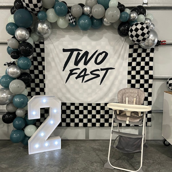Two Fast Birthday Backdrop, Two Fast Birthday Banner, Race Car Birthday ...