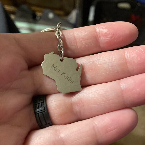 Custom State Keychain, Personalized Wisconsin Map Keyring, Wisconsin ...