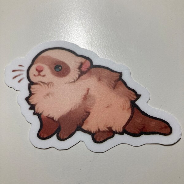 Fluffy Ferret Sticker / Cute Animal Sticker / Ferret Gift / Laptop ...