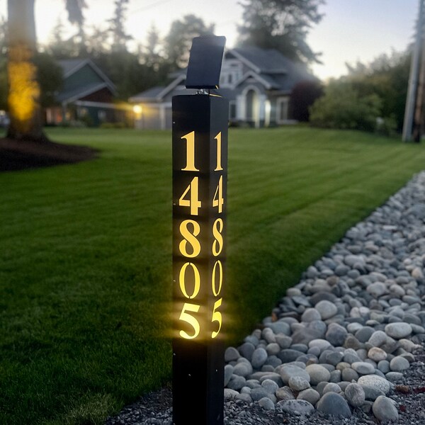 43 Tall Custom Steel Address Sign, Solar Powered LED Lighted. - Etsy