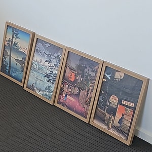 Japanese Vintage Style Art Set of 4 Ukiyo-e Poster Prints Collection ...
