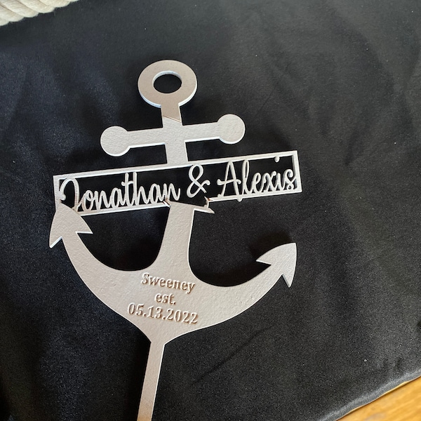 Personalized Anchor Cake Topper: Nautical Wedding, Baby Shower Decor - Etsy