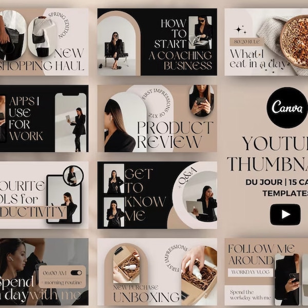Luxury Youtube Thumbnail Templates Canva, Minimalist Youtube Branding ...