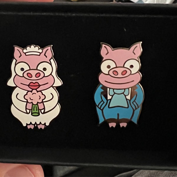 Simpsons Wedding Cuff Links Pig Bride and Groom Enamel Lisa's Wedding ...