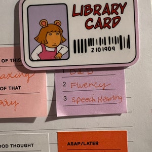 DW Book Club Arthur Library Card Gifts for Librarian Double Sided ...