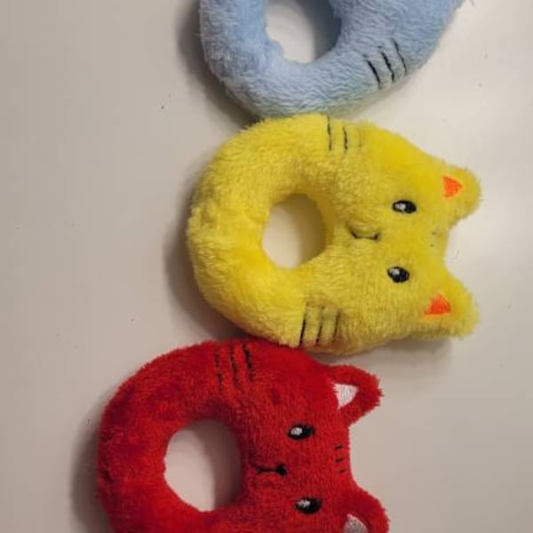 In the Hoop Machine Embroidery Soft Cuddly Round Ring Cat Baby Rattle ...