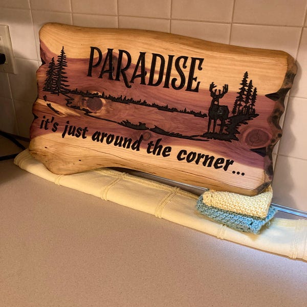 Live Edge Wood Sign - Wooden - Cedar - Carve - Cabin - Outdoor Sign ...