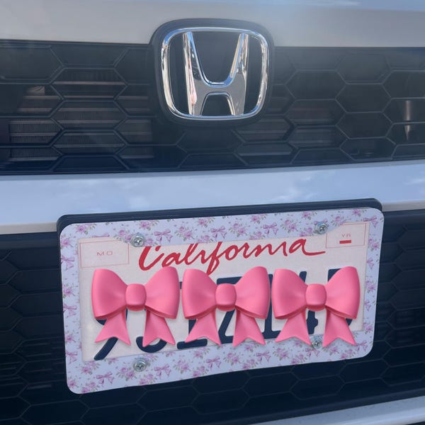 Bow Coquette Plate Frame, Pink Car Decor, Car Plate Frame - Etsy