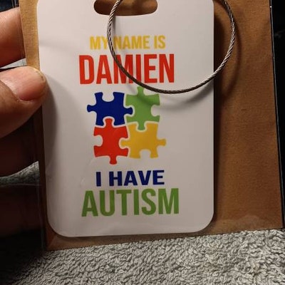 Autism Bag Tag, Autism Alert Tag, Personalized Bag Tag, Autism Hang Tag ...