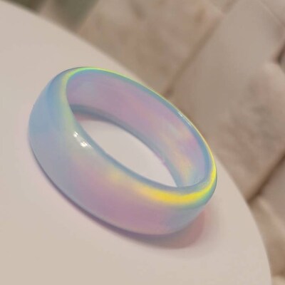 Unicorn Opal Ring, Iridescent Ring, Mens Wedding Ring, Womens Wedding ...