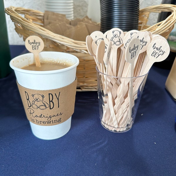 Custom Baby is Brewing Personalized Natural Brown Kraft Coffee Sleeves ...