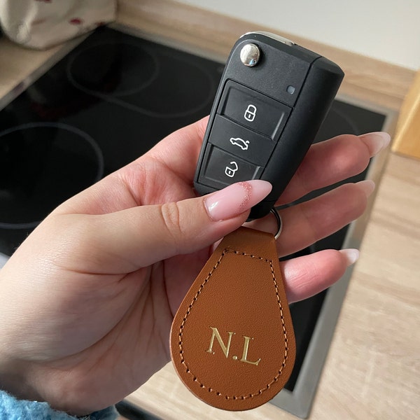 Personalised Leather Keyring Key Fob With Initials. Monogram Gift for ...