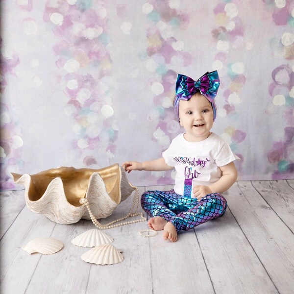 Mermaid Birthday Shirt Girls Utfit Set Personalized Glitter Bodysuit ...