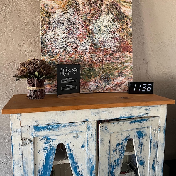 QR Code Social Media Sign W/ Wood Stand Scannable Office Table Desk ...