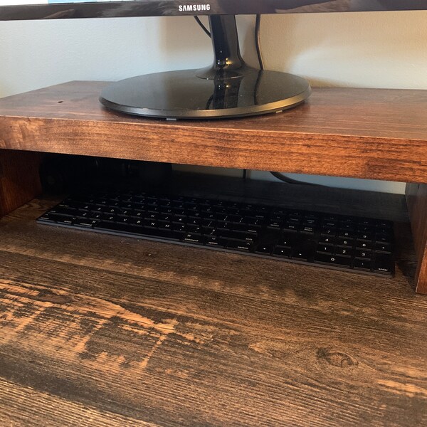 Computer Monitor Stand Modern Rustic Style Coffee Finish Handcrafted ...
