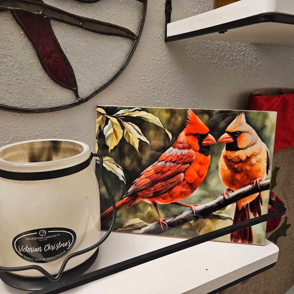 Cardinal Pair Metal Sign: Stained Glass Look Decorative Art - Etsy