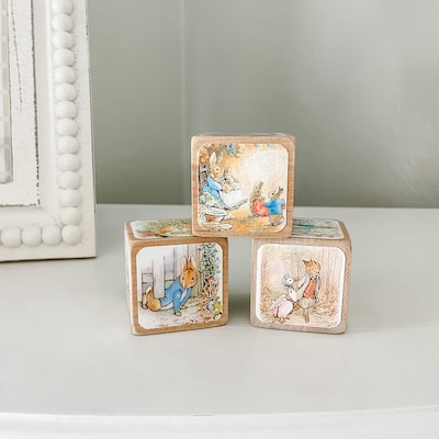 Beatrix Potter Wood Blocks Peter Rabbit Nursery Room Decor Benjamin ...