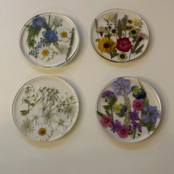 Natural Flowers Coasters,colorful Pressed Real Flowers Outdoor Coasters ...