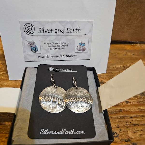 Oxidized Solid Sterling Silver Earrings With Hammered Rustic Earthy ...