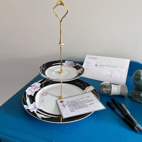 Two Tier Snack Serving Set Pioneer Woman Melamine Delaney Floral Dishes ...