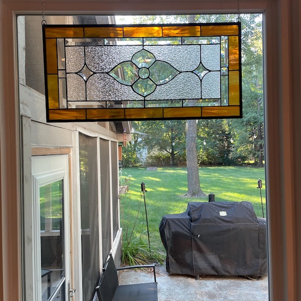 Honeydewglass Ruby Red Stained Glass Window Panel With Bevel Cluster ...