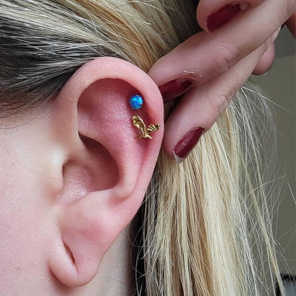 Flying Dragon Stud, Threadless Flat Back Earring, Minimalist Style, A ...