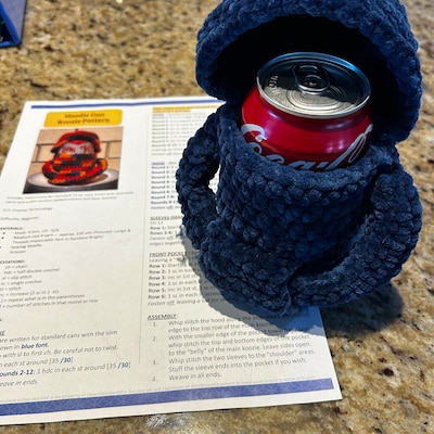 CROCHET PATTERN: Can Cozy Hoodie. Keeps Cans and Bottles Cooler and ...