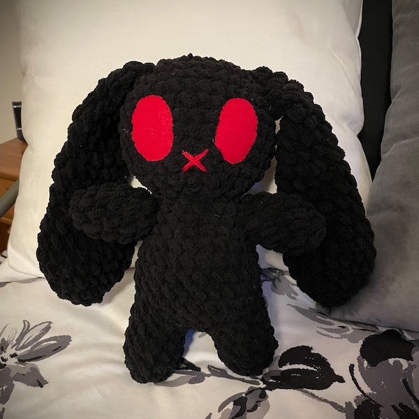 Customizable Large Crochet Bunny- Black, Year of the Rabbit, Creepy ...